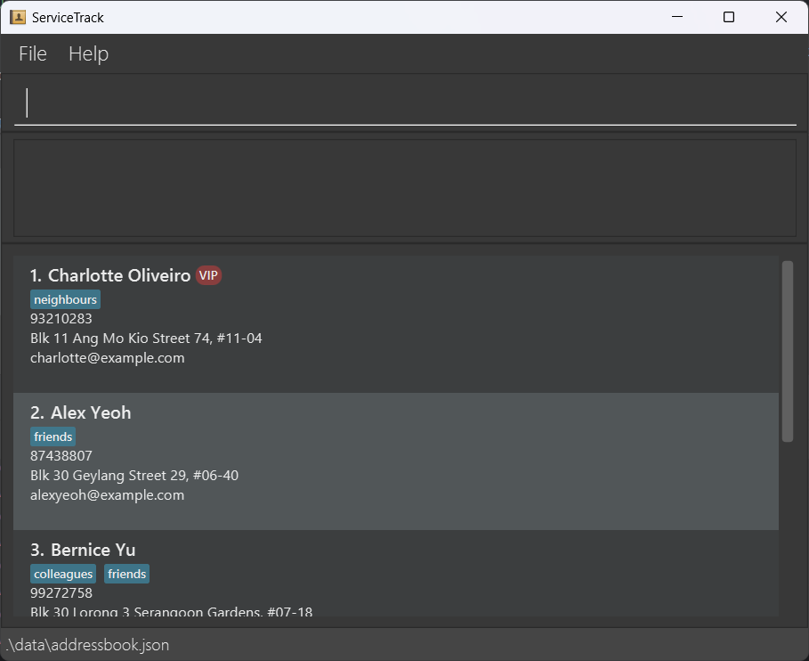 ServiceTrack - User Guide - AddressBook Level-3
